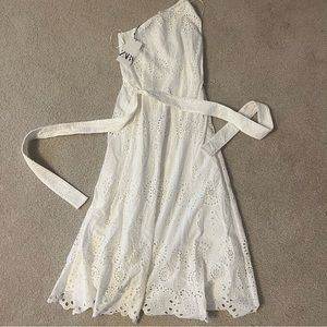 Zara | Dresses | Zara White Embroidered Asymmetric Dress | Poshmark